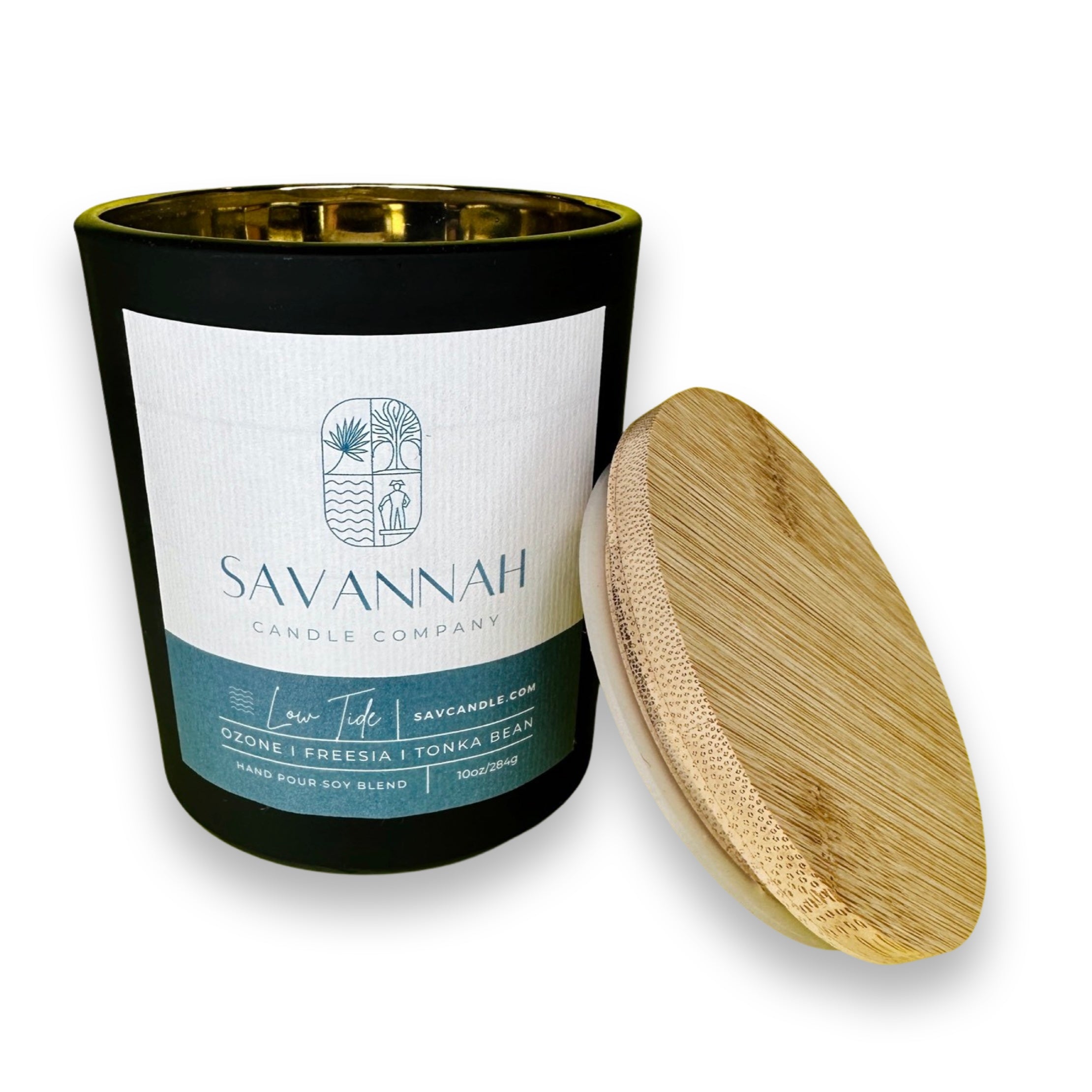 LOW TIDE - 10oz - Matte Black/Gold - Tybee Collection – Savannah Candle ...